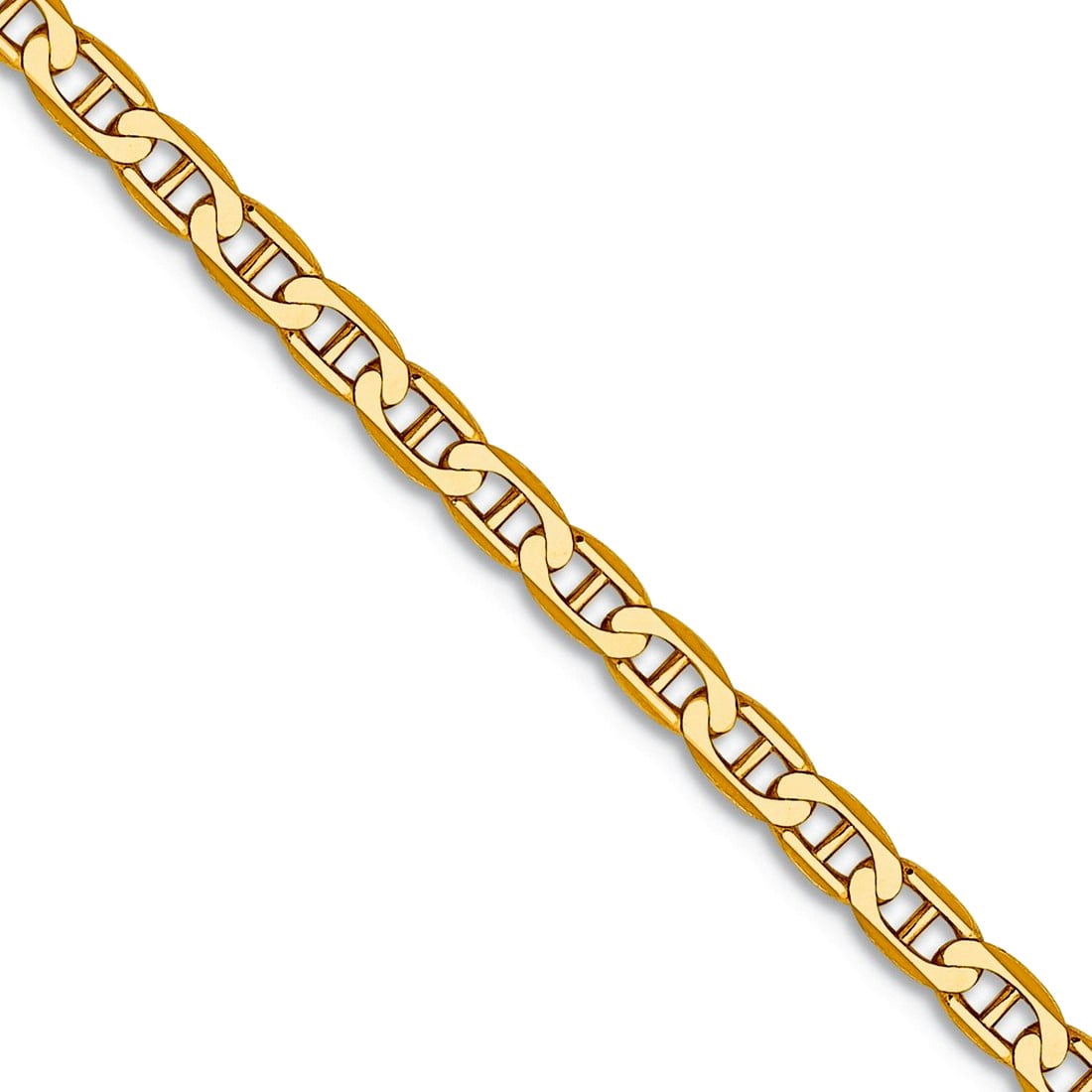 14k Solid Yellow Gold 2.4mm Concave Nautical Ship Mariner Anchor Chain ...