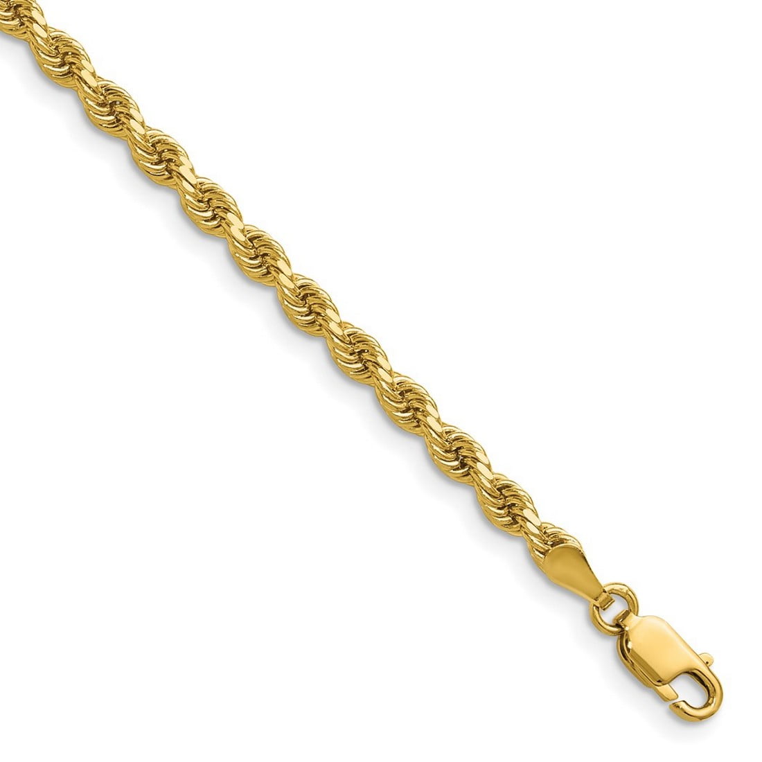 14k Gold 3.25mm Sparkle Cut Rope Chain Necklace 22 Inch - Chain ...