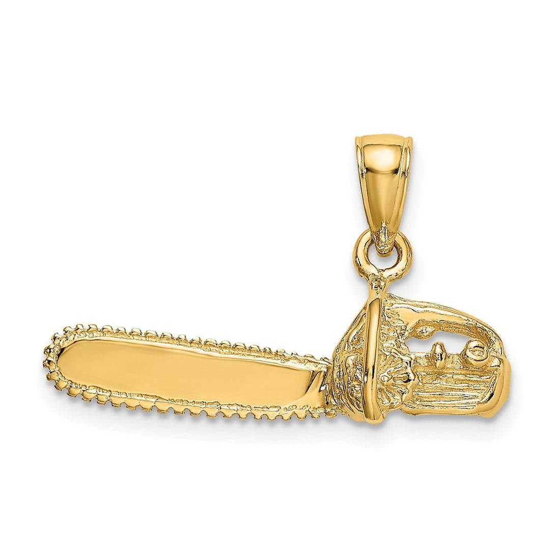 14k Gold 3 d Small Chain Saw Charm 7.9x26.4mm Wide 8mm Thick Chain ...