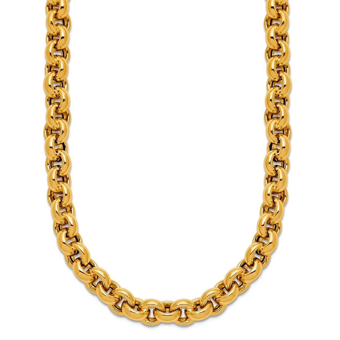 14k Solid Yellow Gold 6.8mm Open Link Rolo Necklace 18 Inch Pendant ...