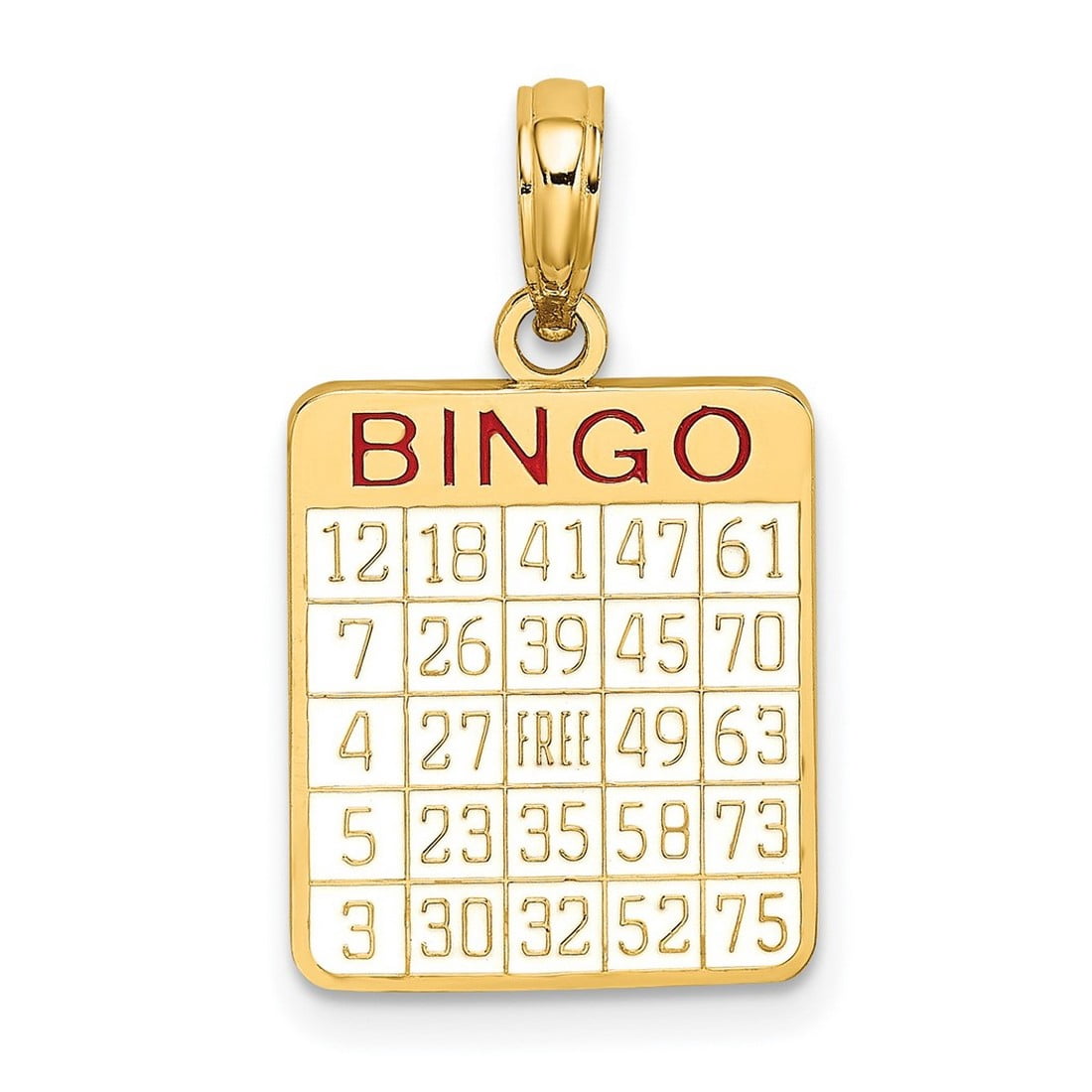 14k Gold Bingo Card With Enamel Charm 19.2x13.02mm Wide Pendant ...