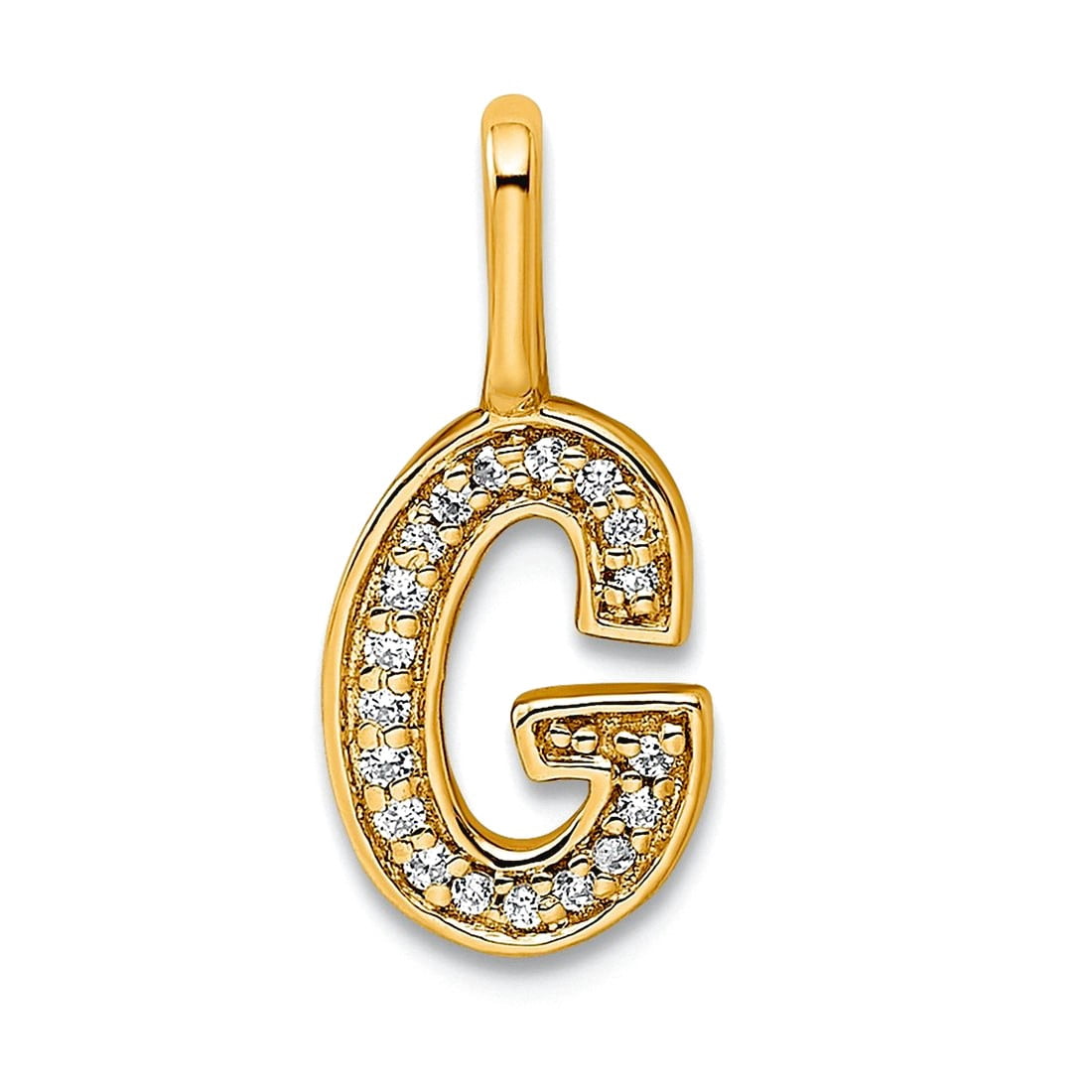 14k Gold Diamond Letter G Initial Pendant Necklace 15.38mm long Pendant ...