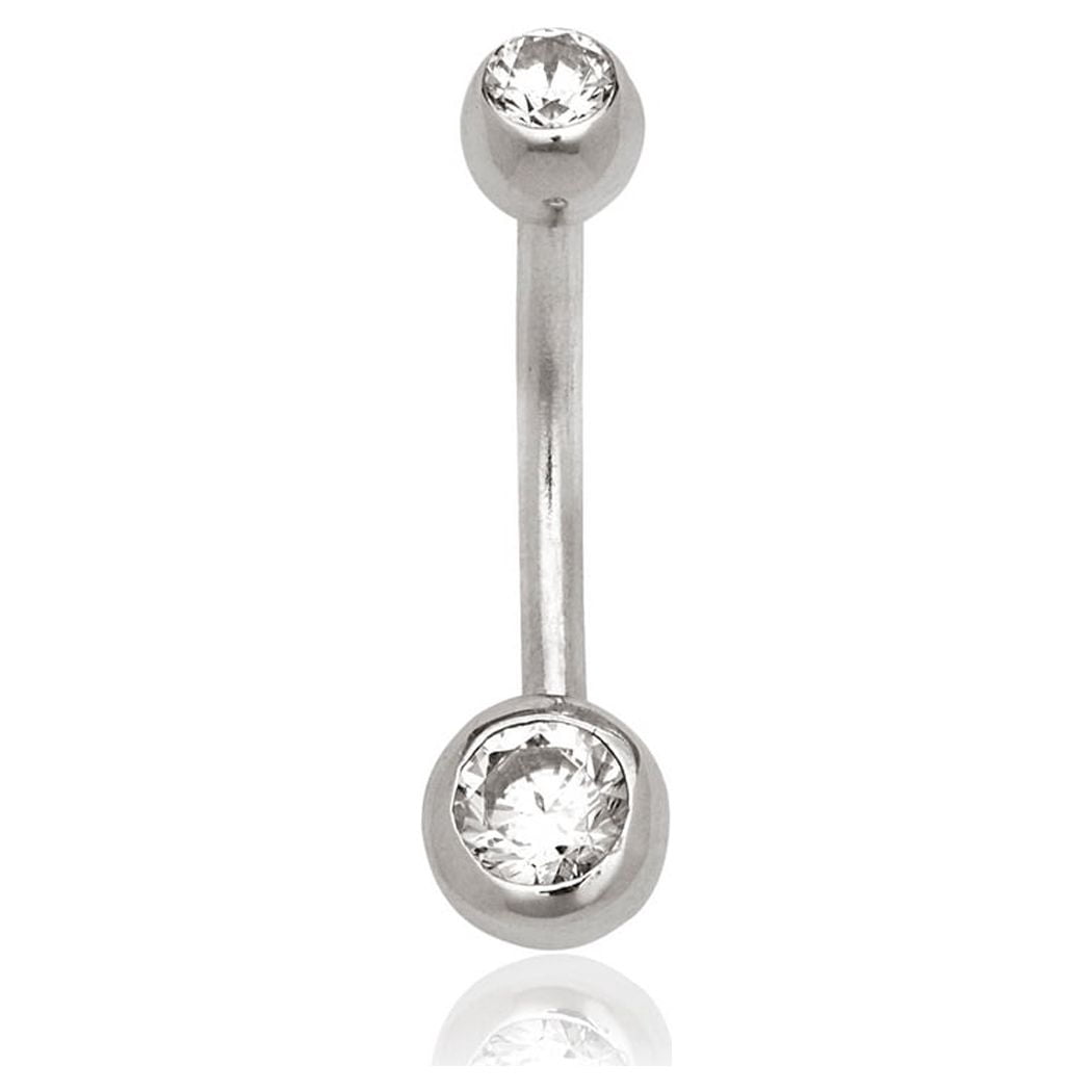 Solid 14k Yellow or White Gold 14G Double Bezel Cubic Zirconia Curved ...