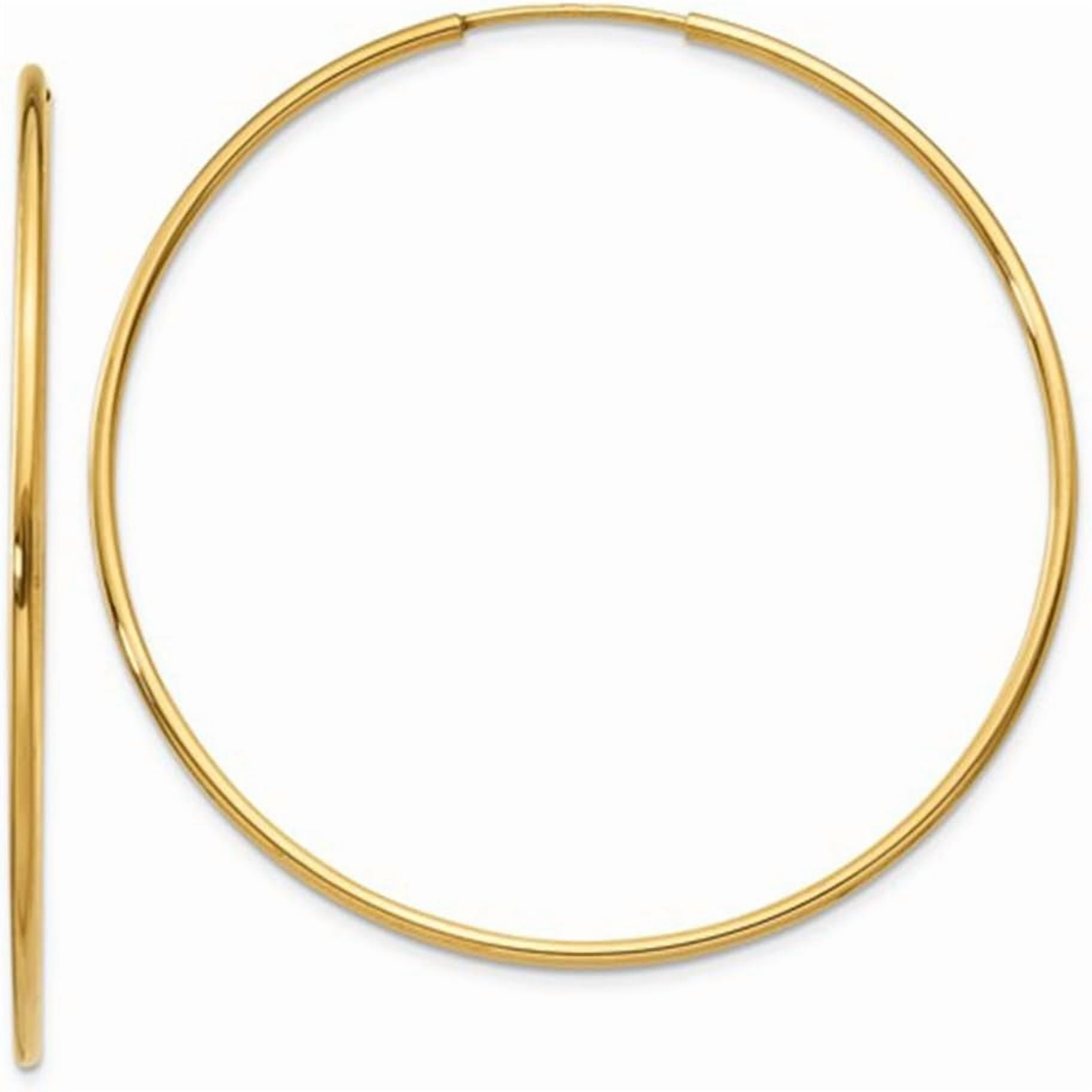 14k Gold Endless Hoop Earrings, 1.25mm Thick Tube - Walmart.com