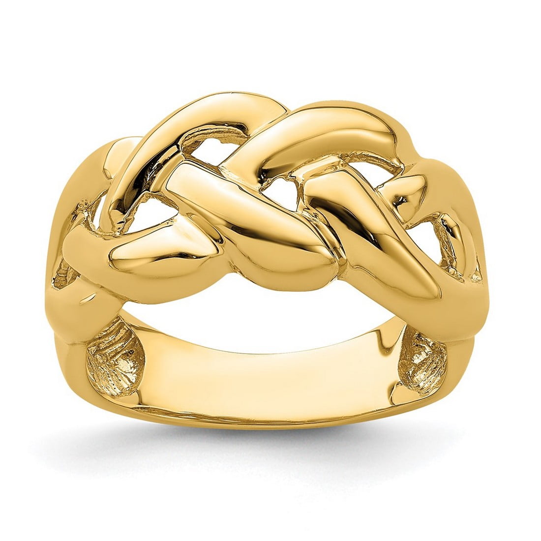 14k Gold Entwined Basket Weave Ring High Polish Size 7 Band Style-Ring ...