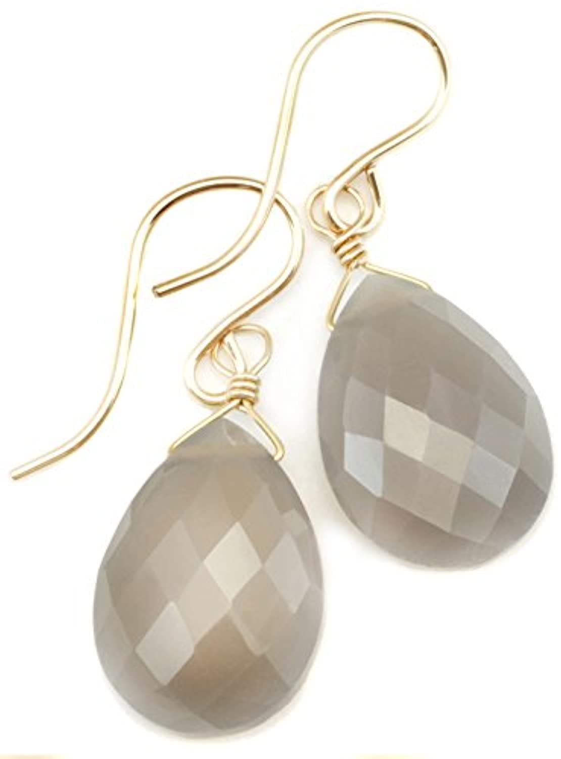 14k Gold Filled Grey Chalcedony Earrings Simple Faceted Pear Shaped ...