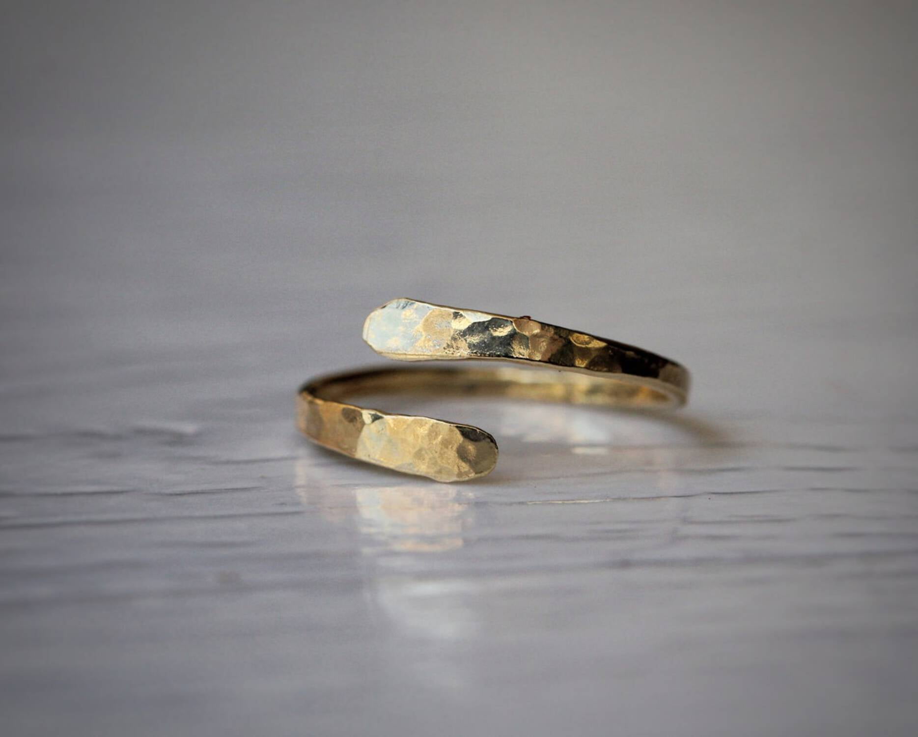 14k Gold Filled Open Hammered Ring\Dainty Open Ring \Bypass Adjustable ...