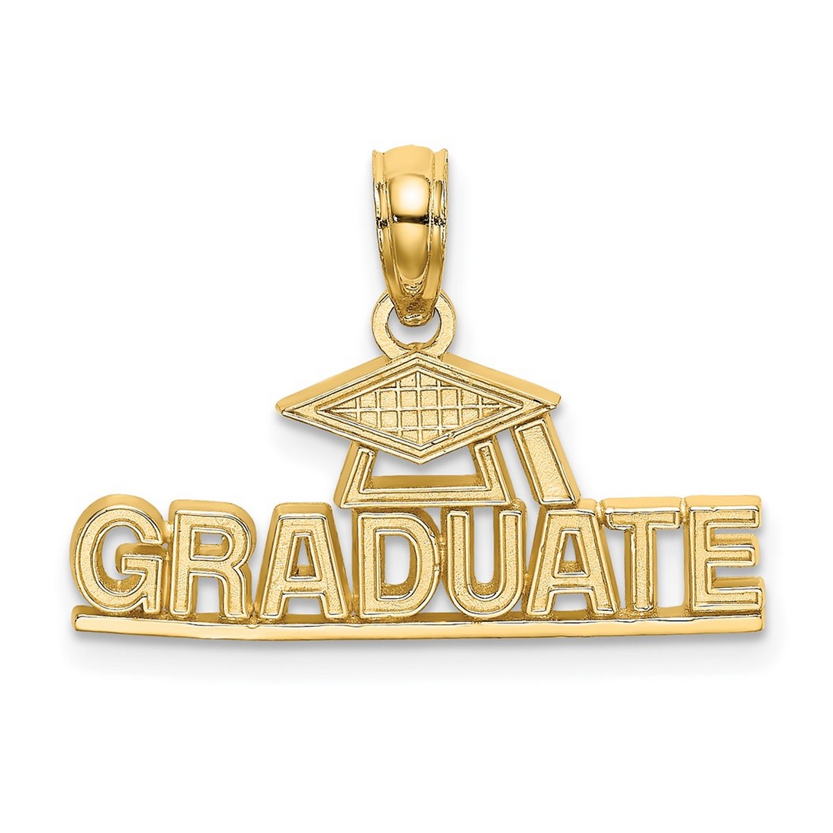 14k Gold Graduate Under Cap High Polish ~ Graduation Charm 13.2x21.4mm ...