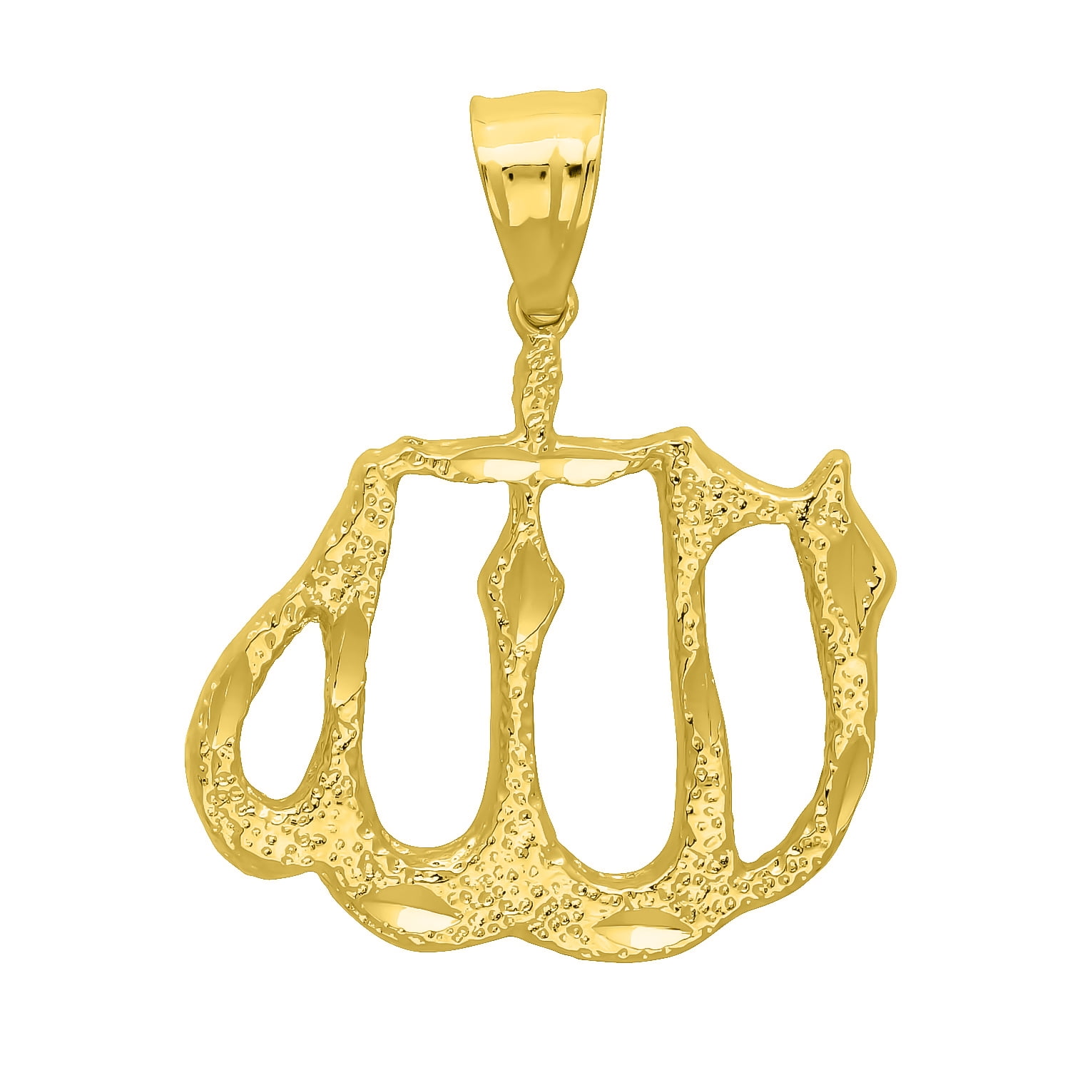 14k Gold Heavy Plated Dappled Arabic Allah Calligraphy Pendant + 24 ...