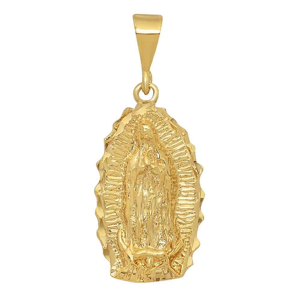 14k Gold Heavy Plated Guadalupe Virgin Mary Pendant + Rope Chain ...