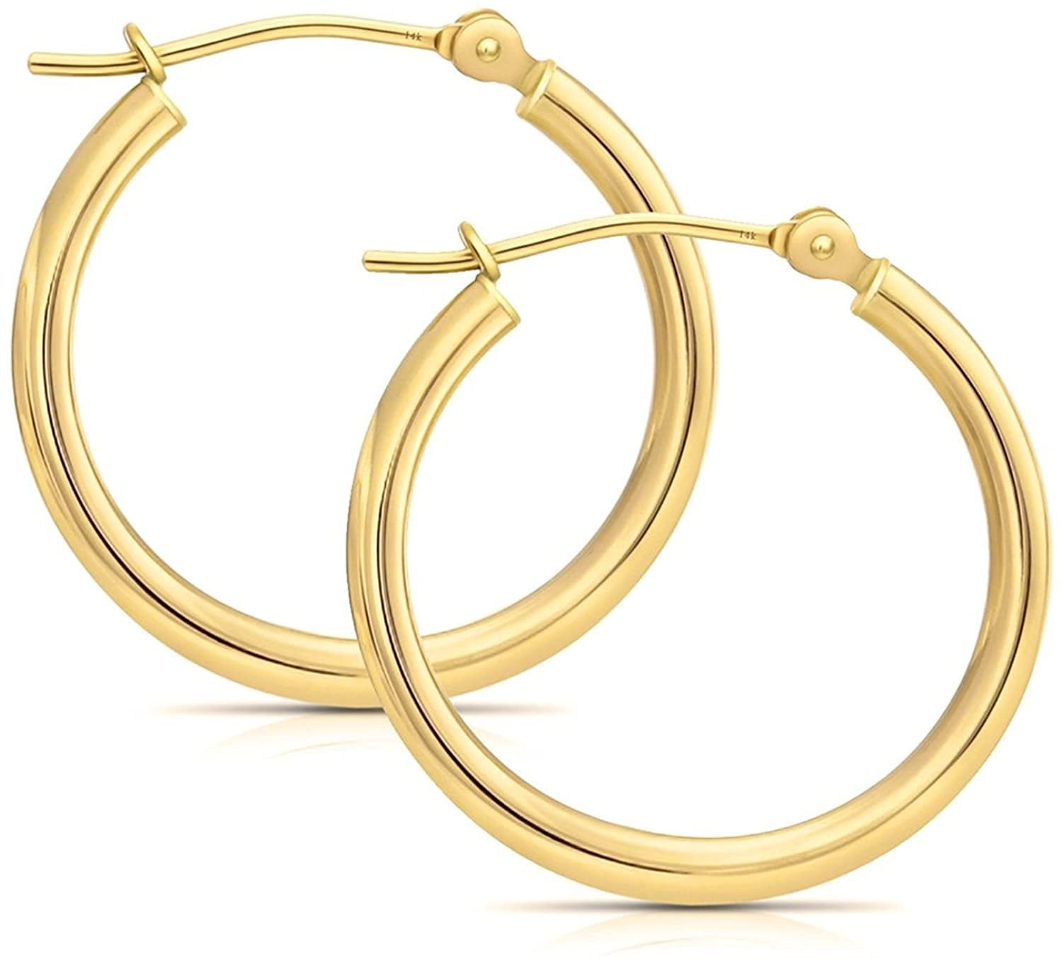 14k Gold Hoop Earrings, 0.8" Diameter - Walmart.com