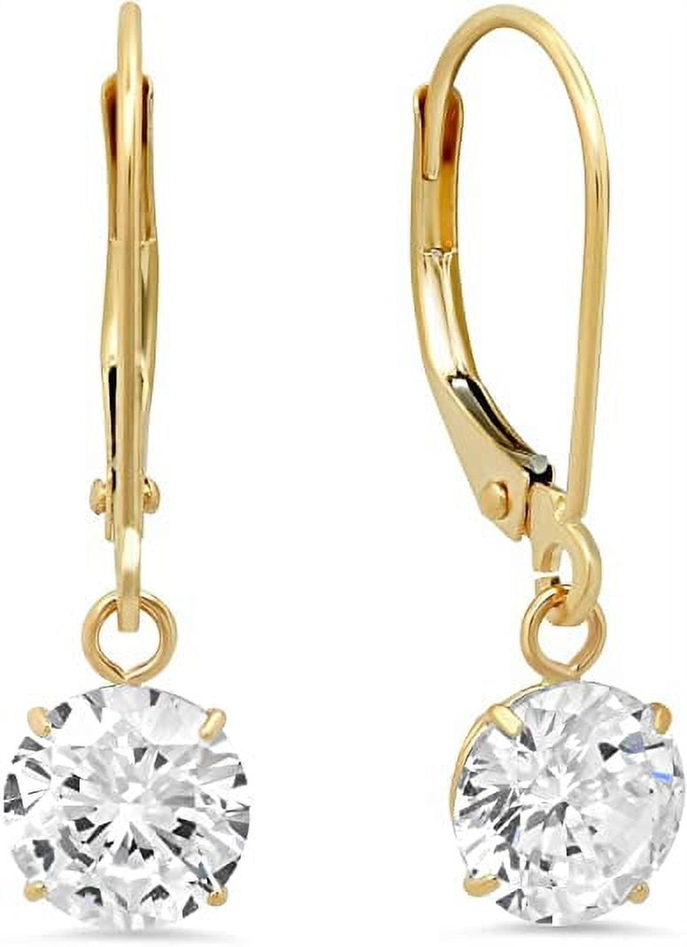 MAX + STONE 14k Yellow Gold Cubic Zirconia Dangle Earrings | 2 CT.TW ...