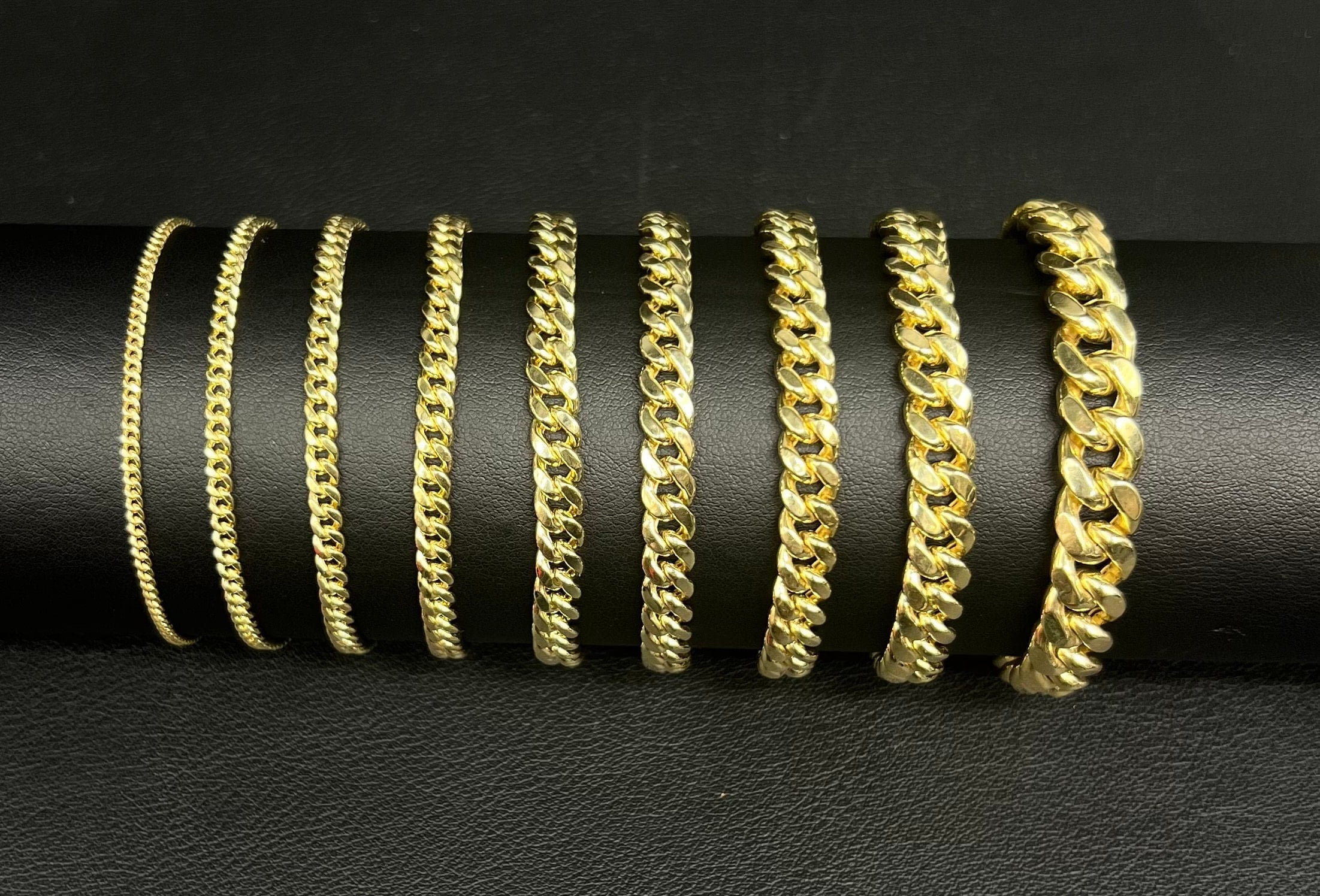 14k Gold Miami Cuban Bracelet, Real 14K Yellow Gold Miami Cuban Chain Bracelet, Men and Women ...