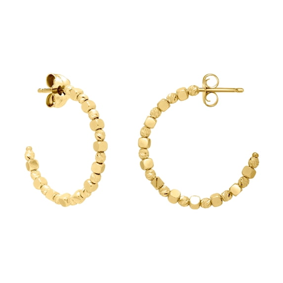14k Gold Pebble C Hoop Earrings With Push Back Clasp Hoop Earring for ...