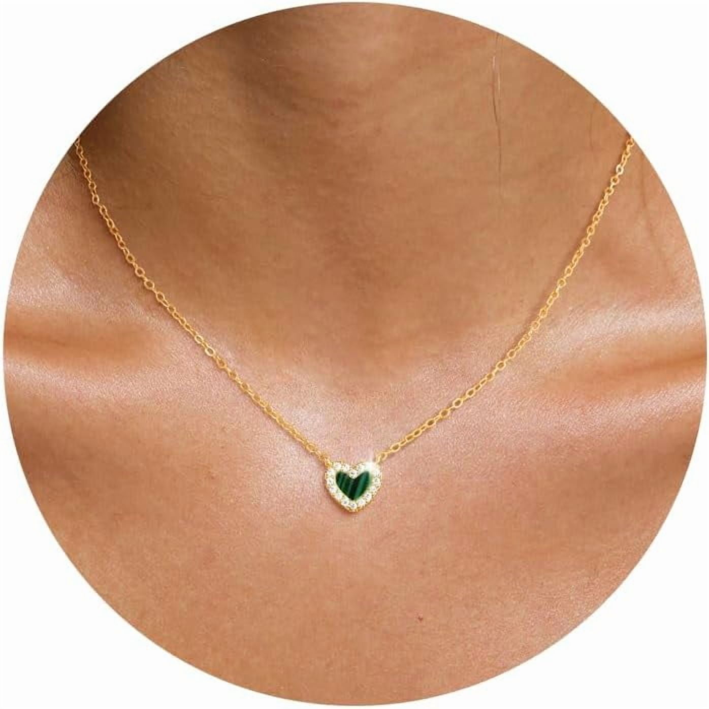 14k Gold Plated Heart Necklace for Women, Dainty Love Heart Pendant ...