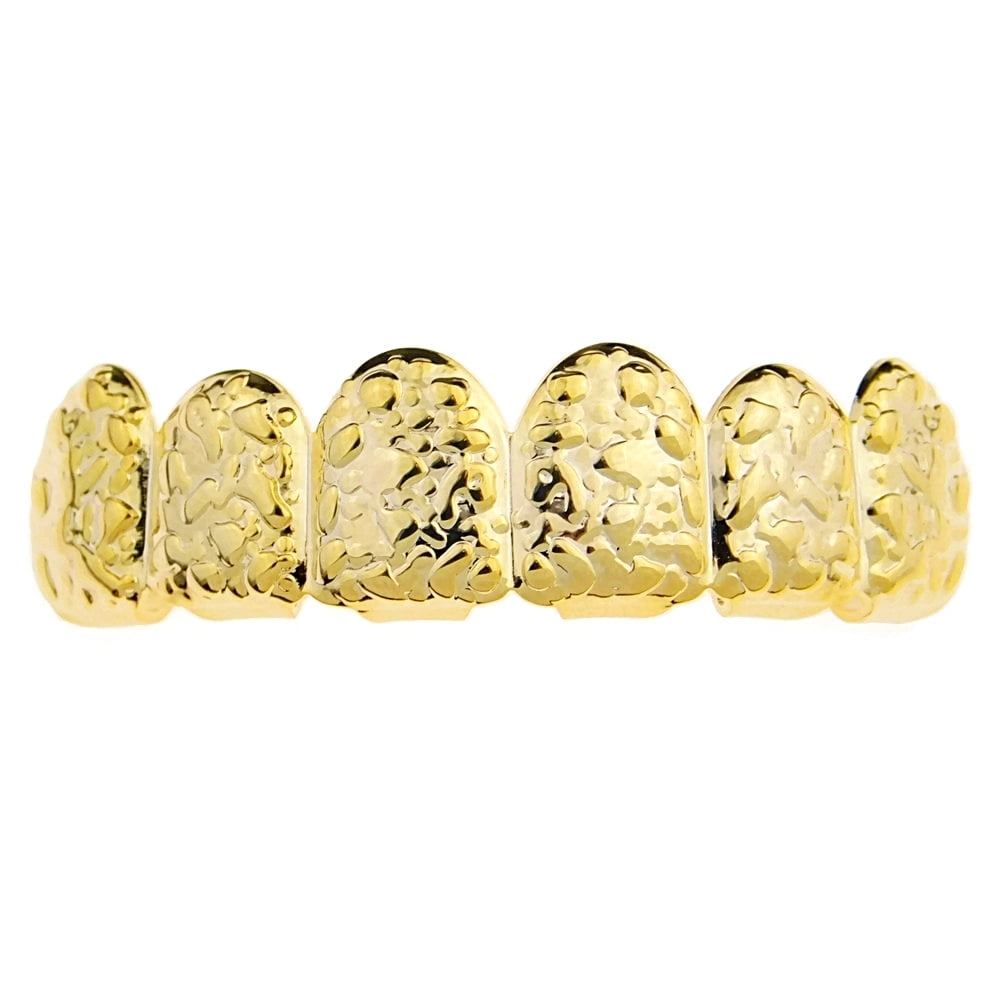 14k Gold Plated Nugget Grillz Top Upper Slugs Top Teeth Grill Hip Hop ...