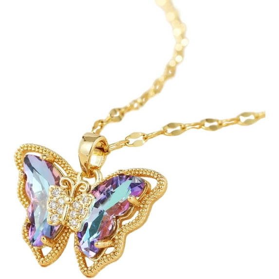 14k Gold Plated Solitaire Necklace for Women, Dainty Cz Pendant Chain ...