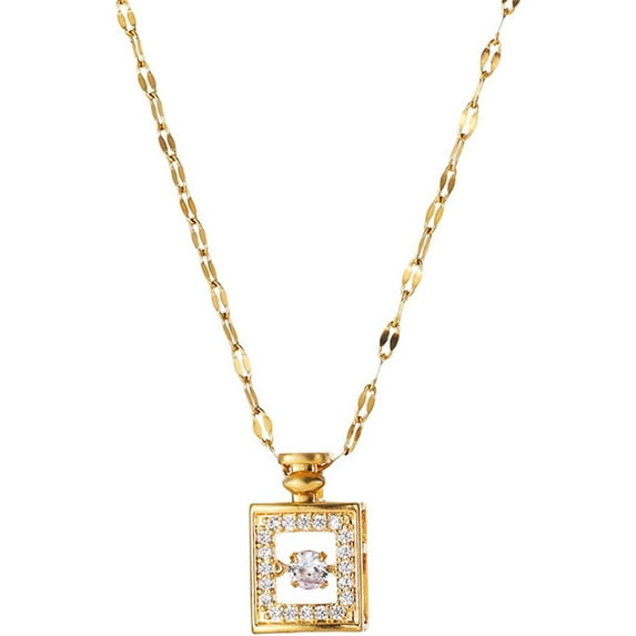 14k Gold Plated Solitaire Necklace for Women, Dainty Cz Pendant Chain ...