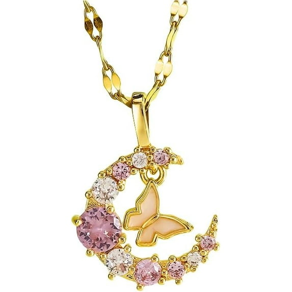 14k Gold Plated Solitaire Necklace for Women, Dainty Cz Pendant Chain ...