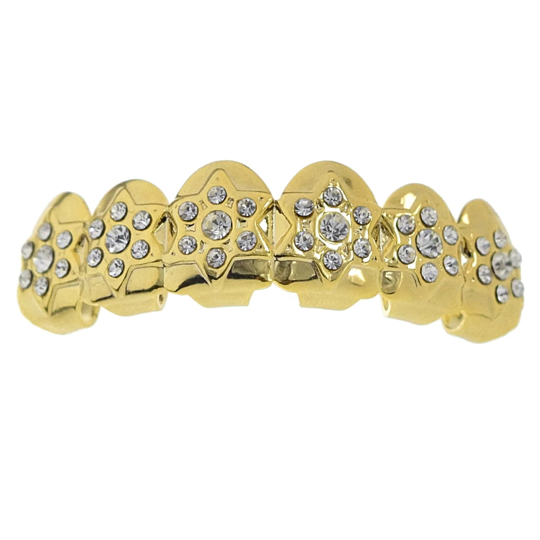 14k Gold Plated Star Grillz Top Teeth Hip Hop Stars Mouth Bling Grills ...