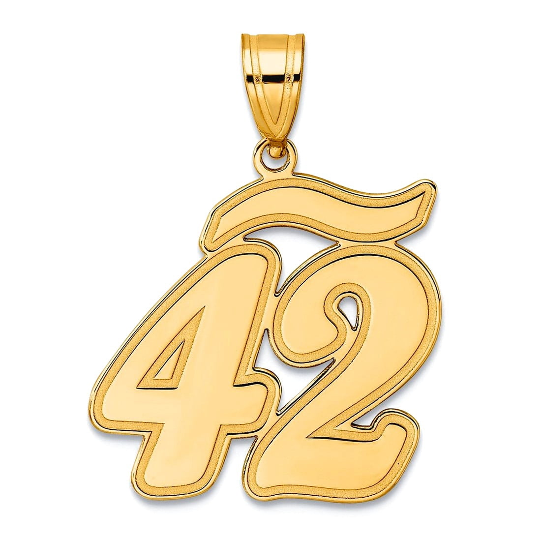 14k Gold Polished Script Sport game Number 42 Pendant Necklace-Pendant ...