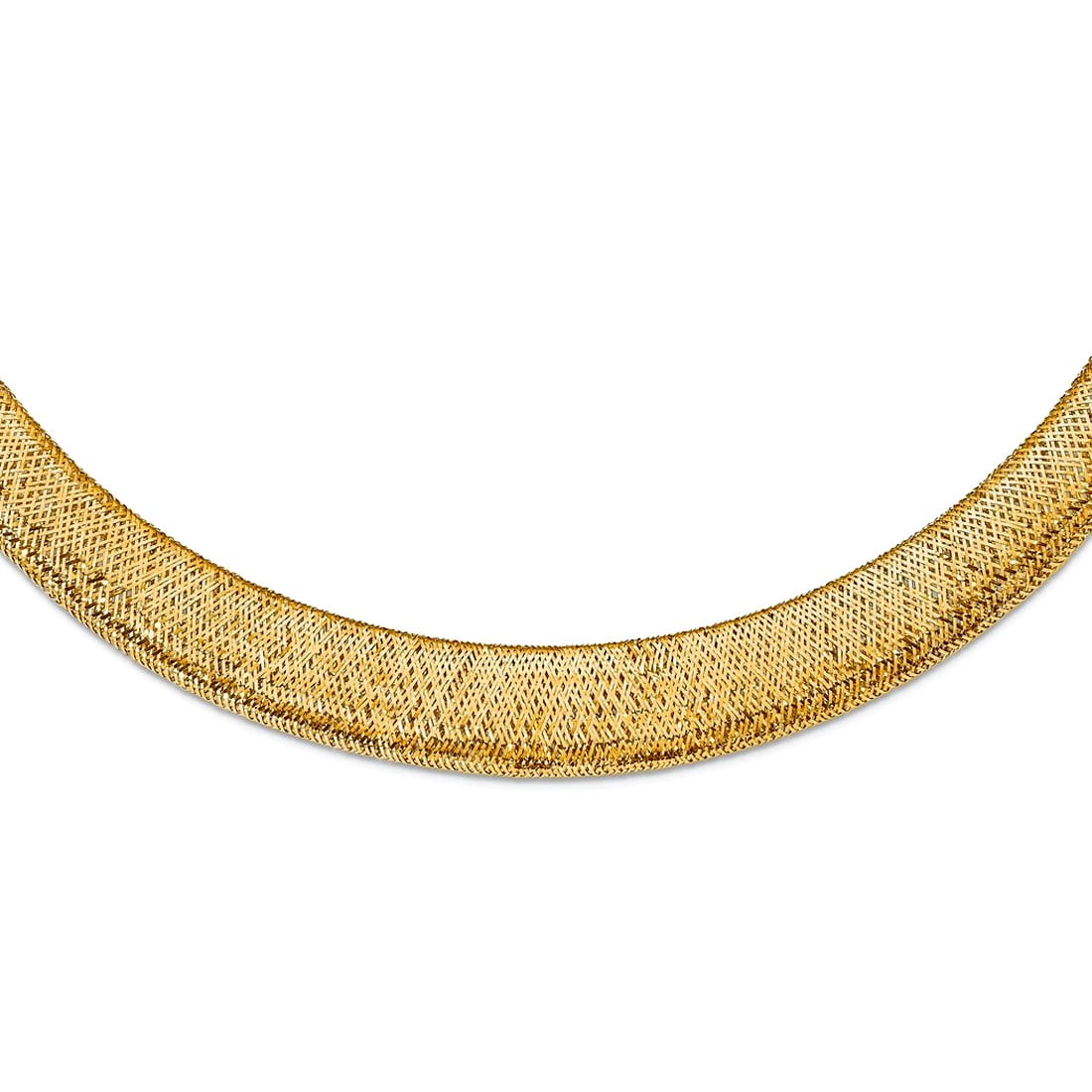 14k Gold Polished Textured Stretch Necklace 18 Inch Pendant-Necklace ...