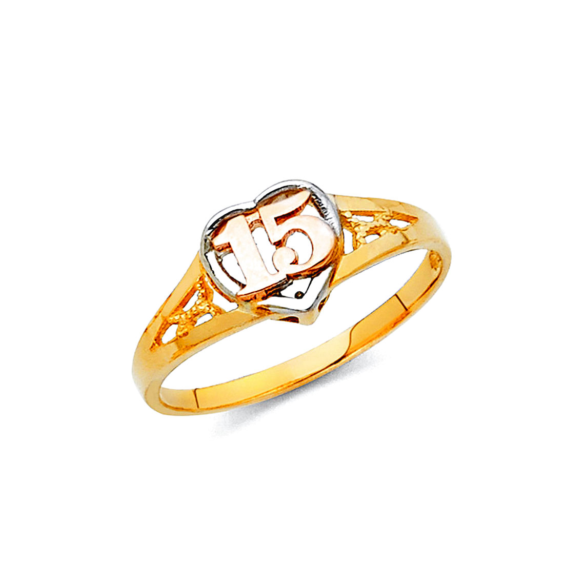14k Gold Quinceanera Sweet 15 Years Ring Size 7 Band Style-Ring for ...