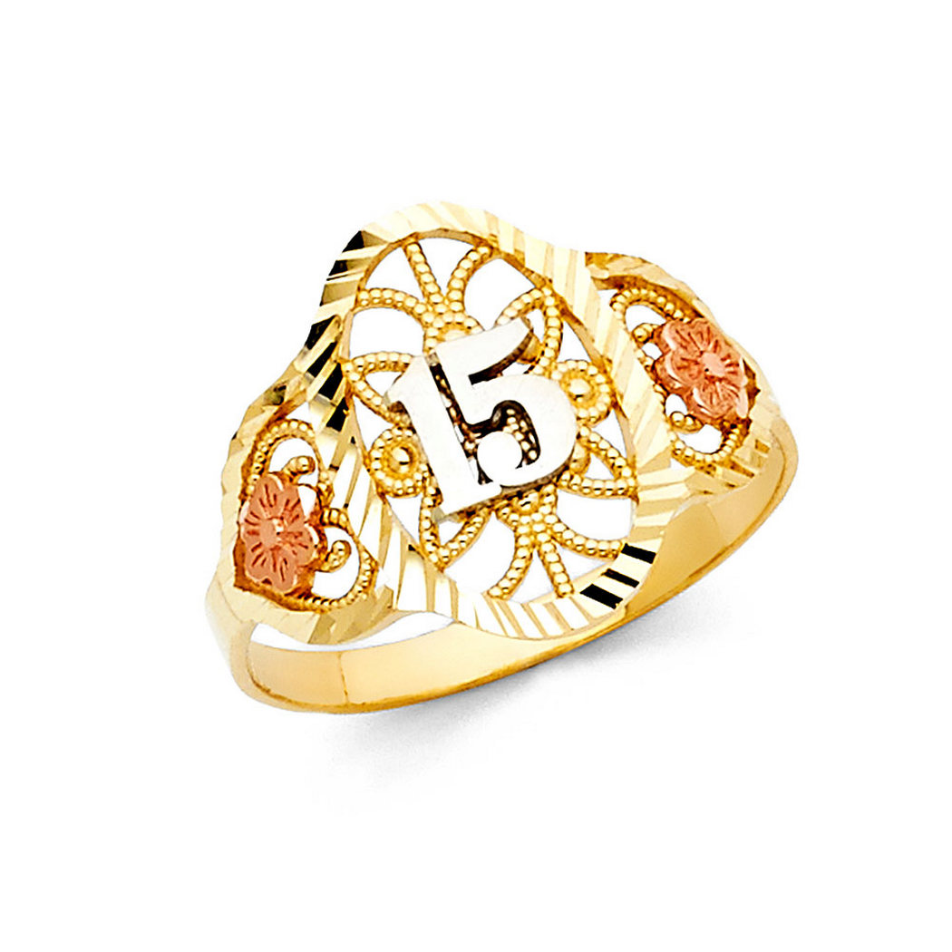 14k Gold Quinceanera Sweet 15 Years Ring Size 7 - 2.1 Grams - Ring for ...