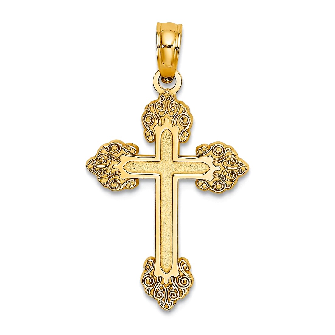 14k Gold Religious Faith Cross With Multi Scroll Tips 19x14mm Wide ...