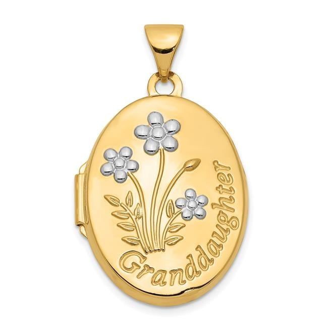 Lockets 14k with White Rhodium Floral GRANDDAUGHTER with Poem on ...