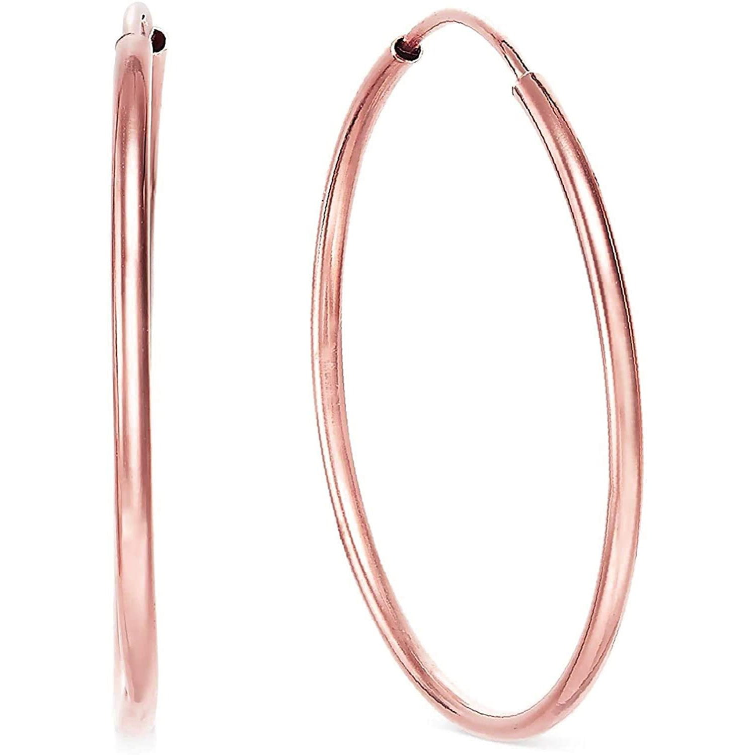 14k Gold Round Flexible Thin Continuous Endless Hoop Earrings, 20mm ...