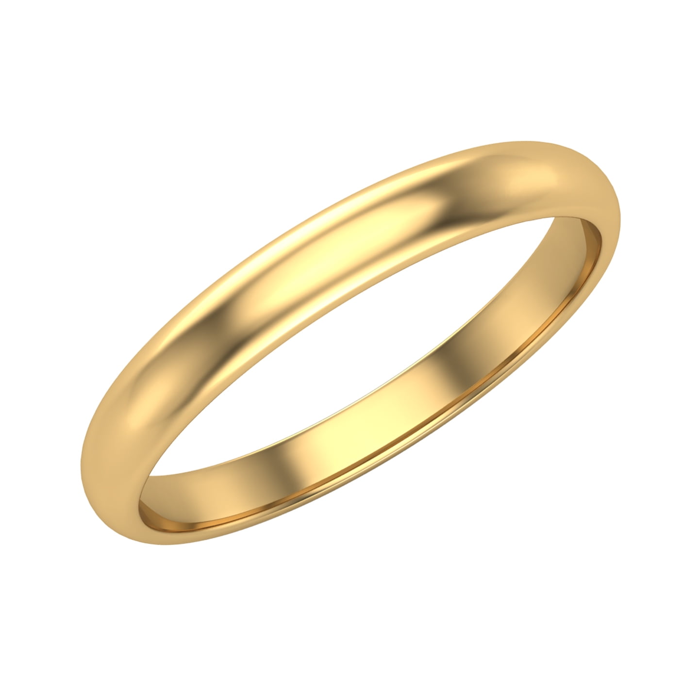 14k Gold Solid 3 mm Plain Dome Classic Comfort Fit Wedding Ring Band ...