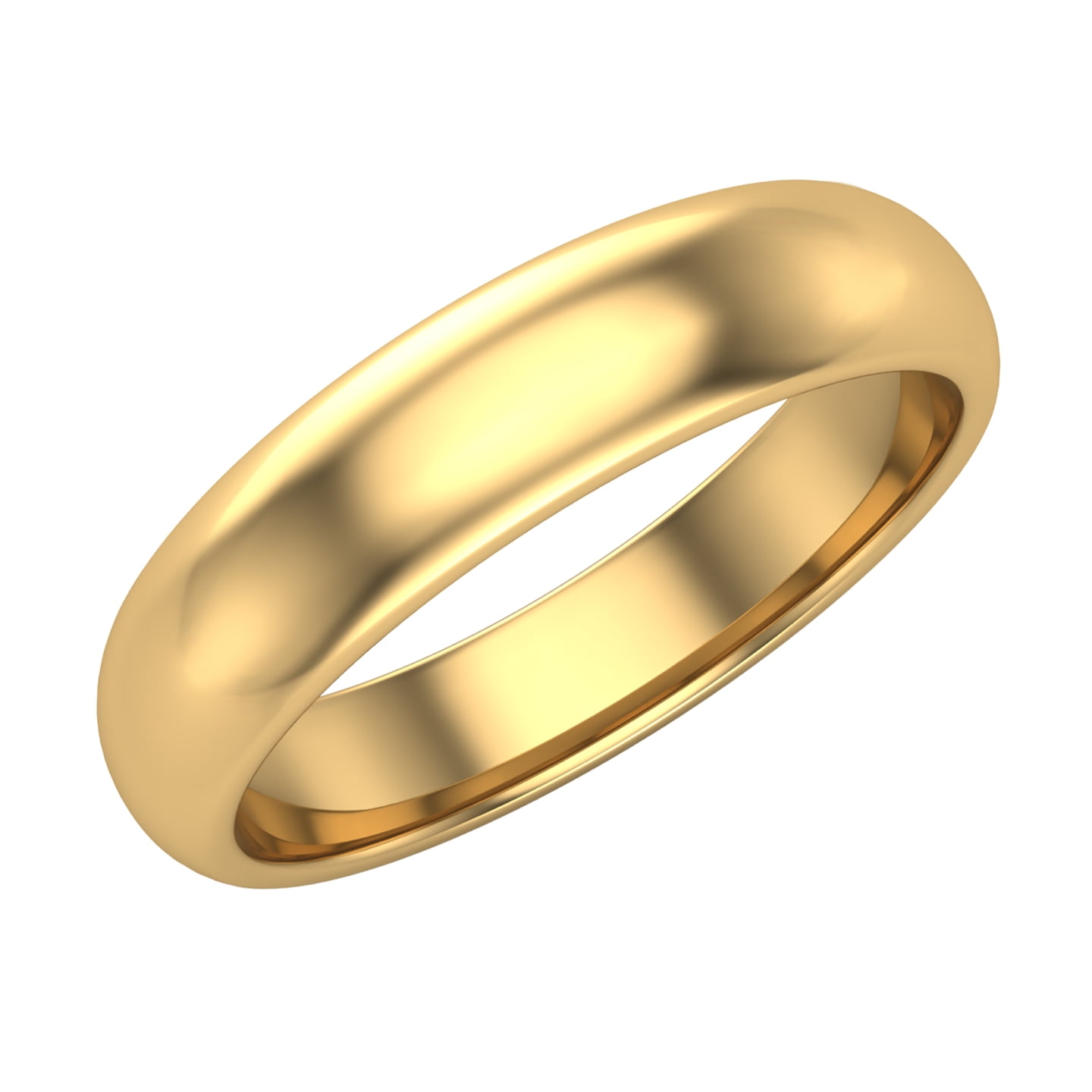 14k Gold Solid 5 mm Plain Dome Classic Comfort Fit Wedding Ring Band ...
