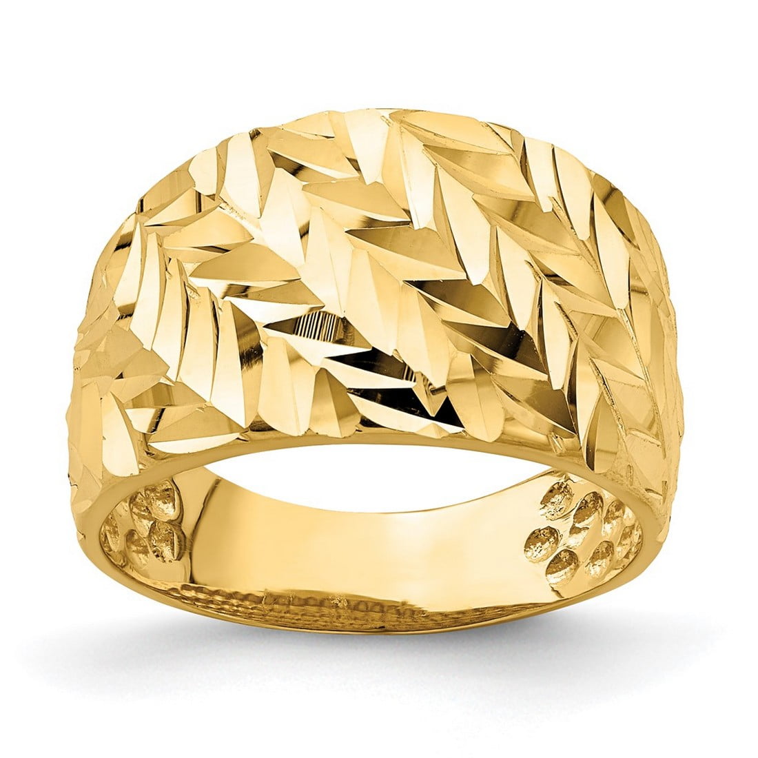 14k Gold Sparkle Cut Arrow Slash Dome Ring Size 7 - 4.7 Grams - Walmart.com