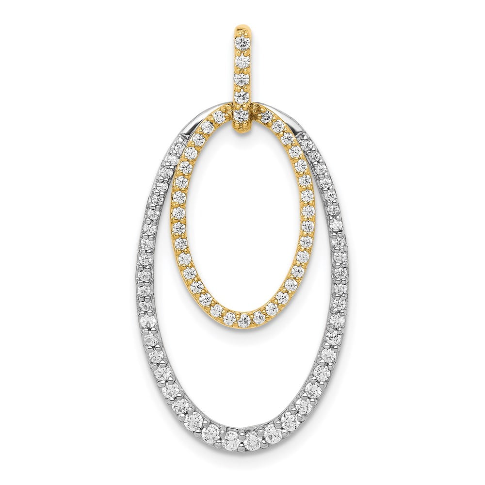 14k Gold Two-tone 1/2ct. Diamond Double Oval Pendant Charm - Walmart.com