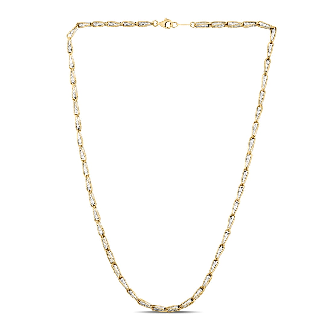 14k Gold Two-tone Sparkle-Cut Link Chain Bracelet With Lobster Clasp 7. ...
