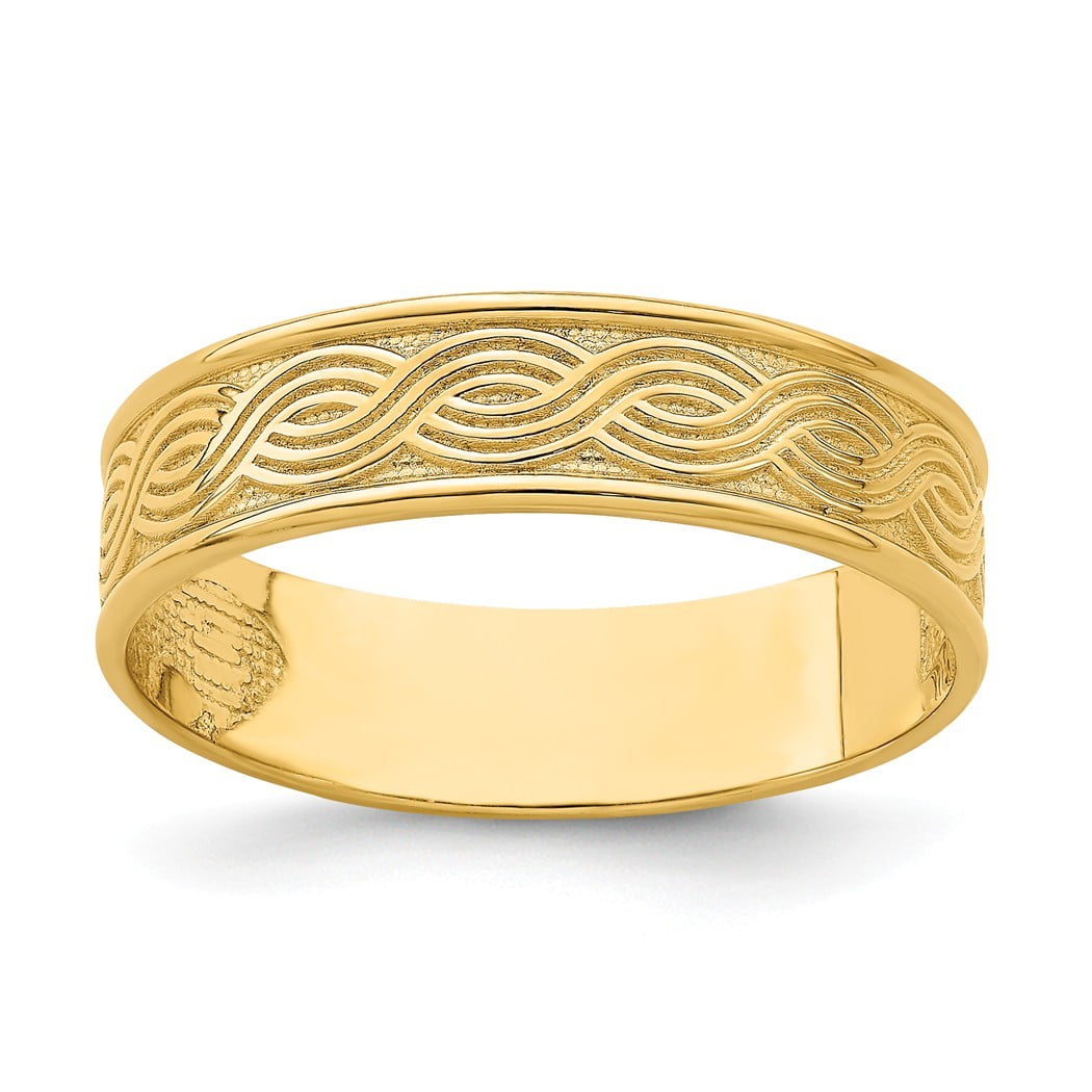 14k Gold Wave Engraved Thumb Ring [size 9] Jewelry Gifts for Women - 2. ...
