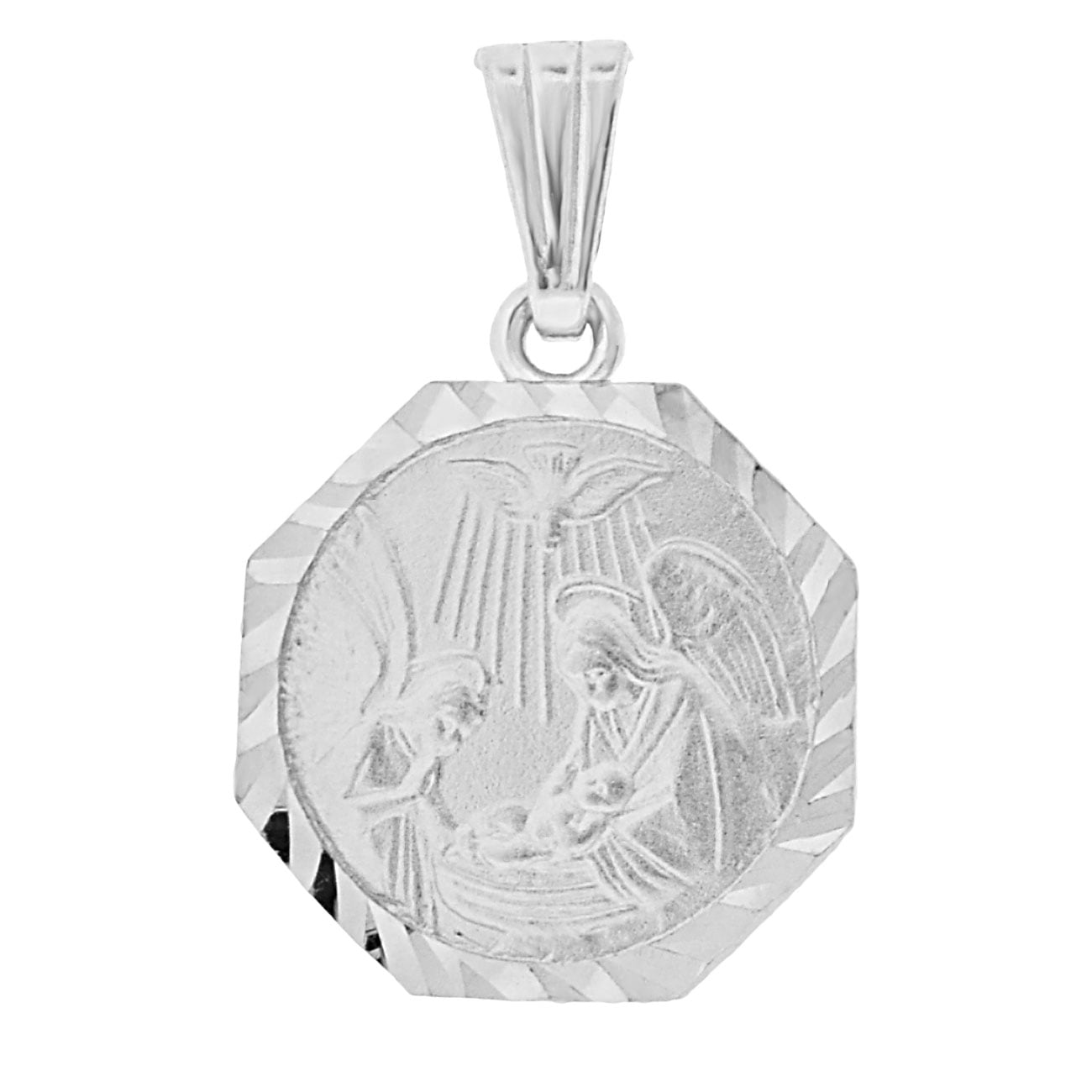 14k Gold White Rhodium, Infant Baptism Christening Religious Pendant ...