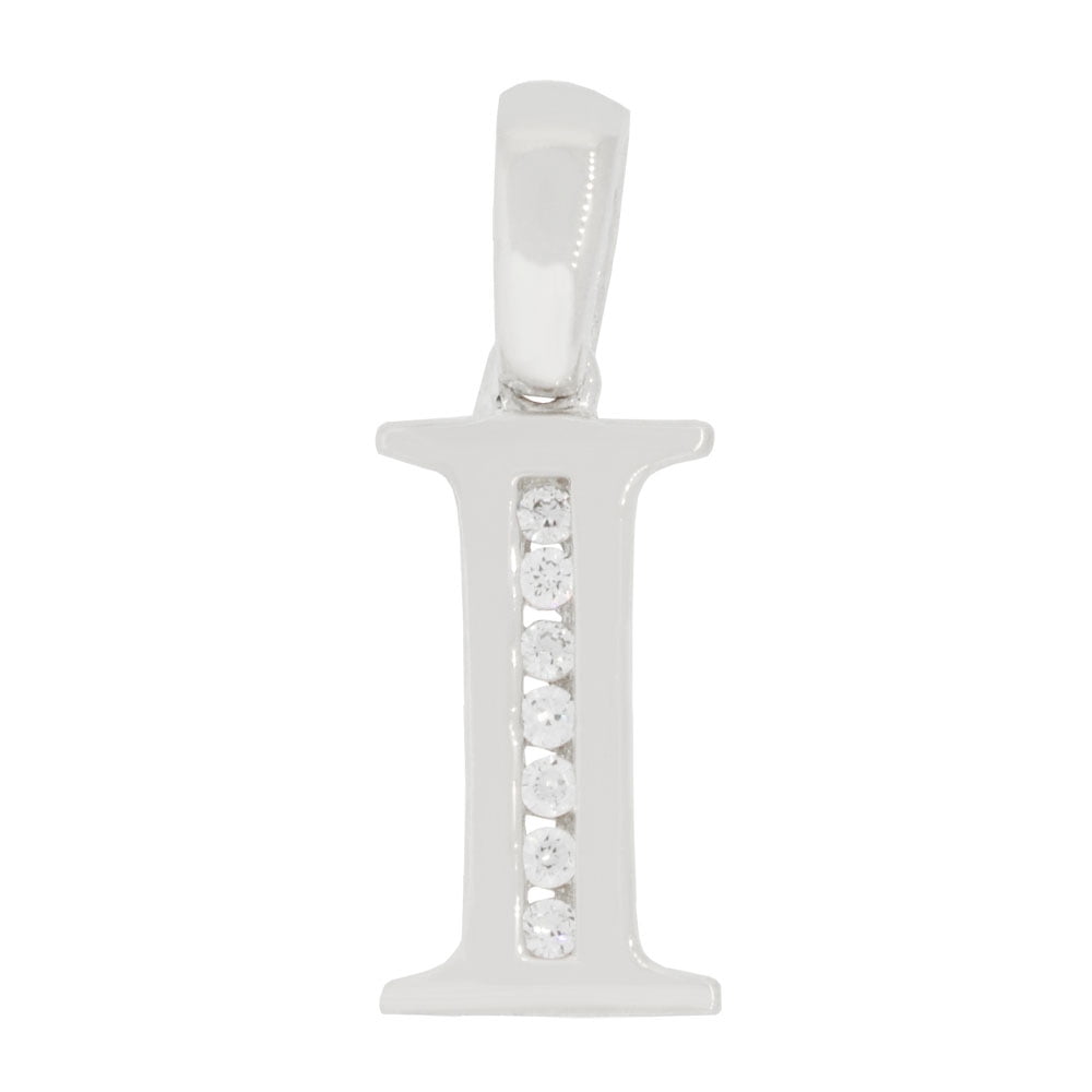 14k Gold White Rhodium, Initial Capital Letter I Pendant Charm Created ...