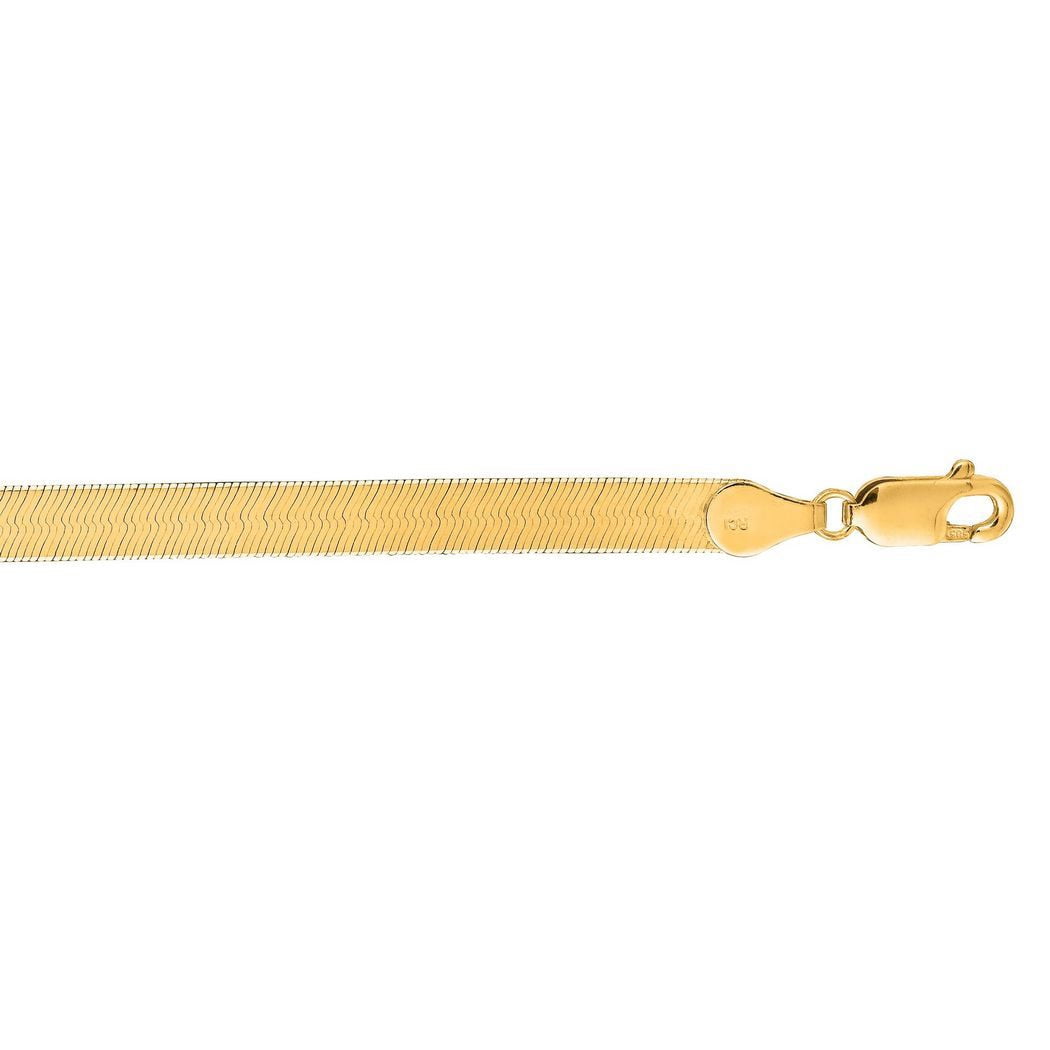 14k Gold Yellow Finish 6mm Supreme Flex Herringbone Chain With Lobster ...
