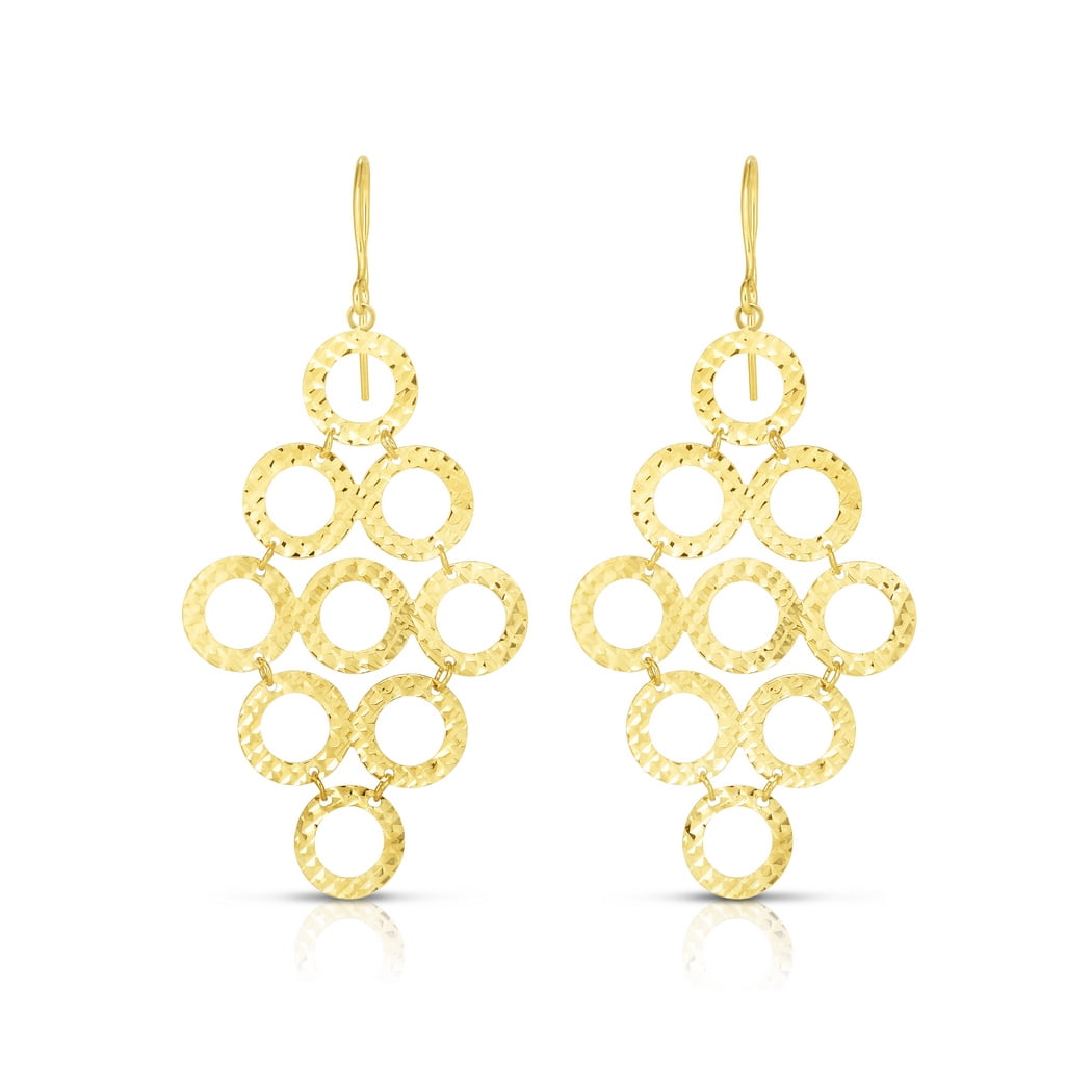 14k Gold Yellow Finish Sparkle Cut Graduated Drop Grape Cluster ...
