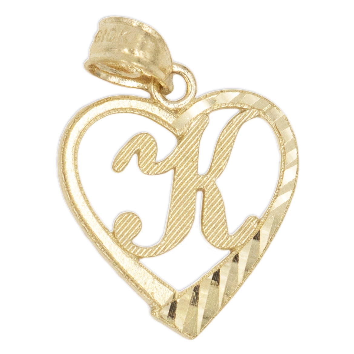 Golden Fire Solid 14k Gold Initial Heart Pendant - Personalized Jewelry ...
