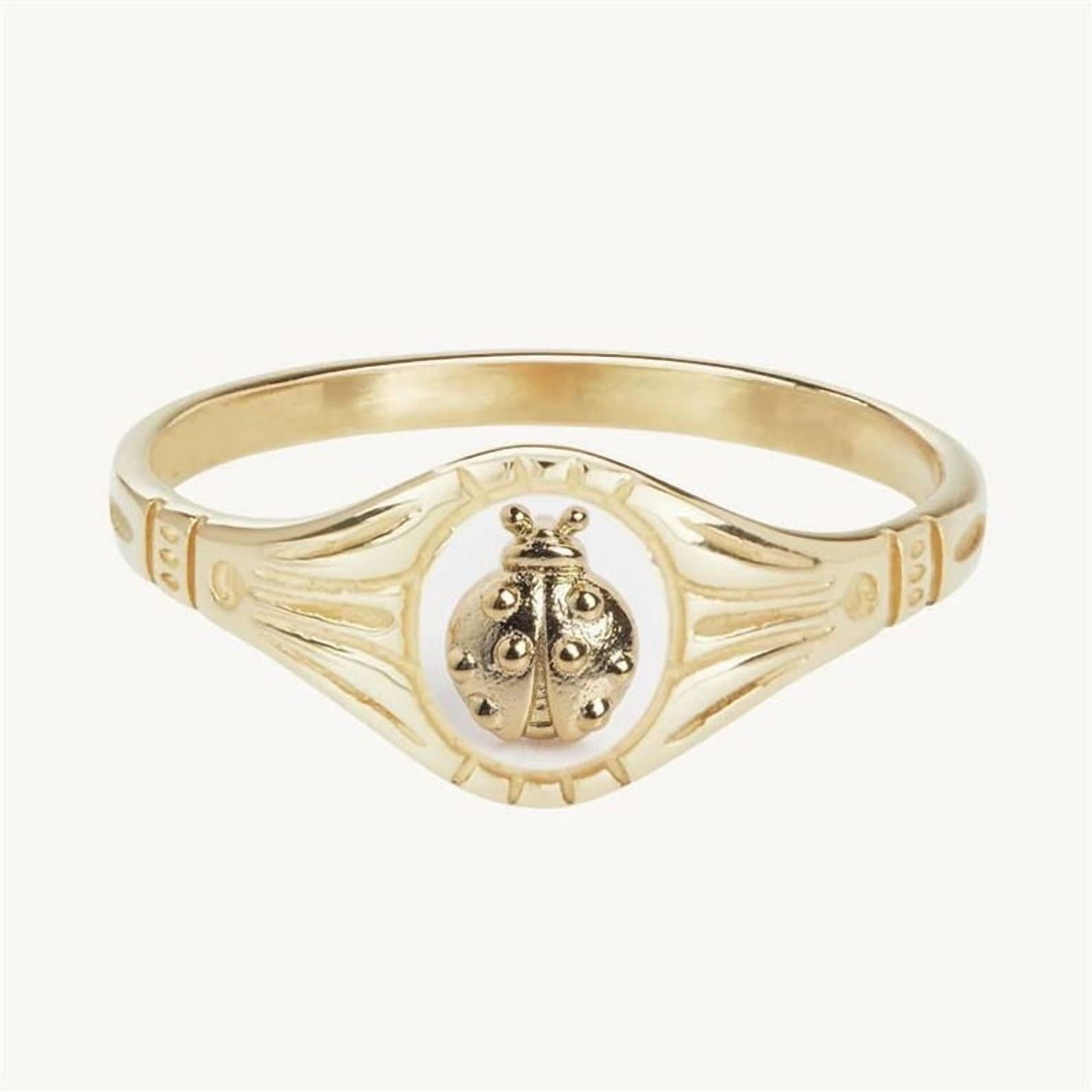 14k Ladybug Ring, Ladybug 14k Gold plated Ring, Dainty Lady bird Ring ...