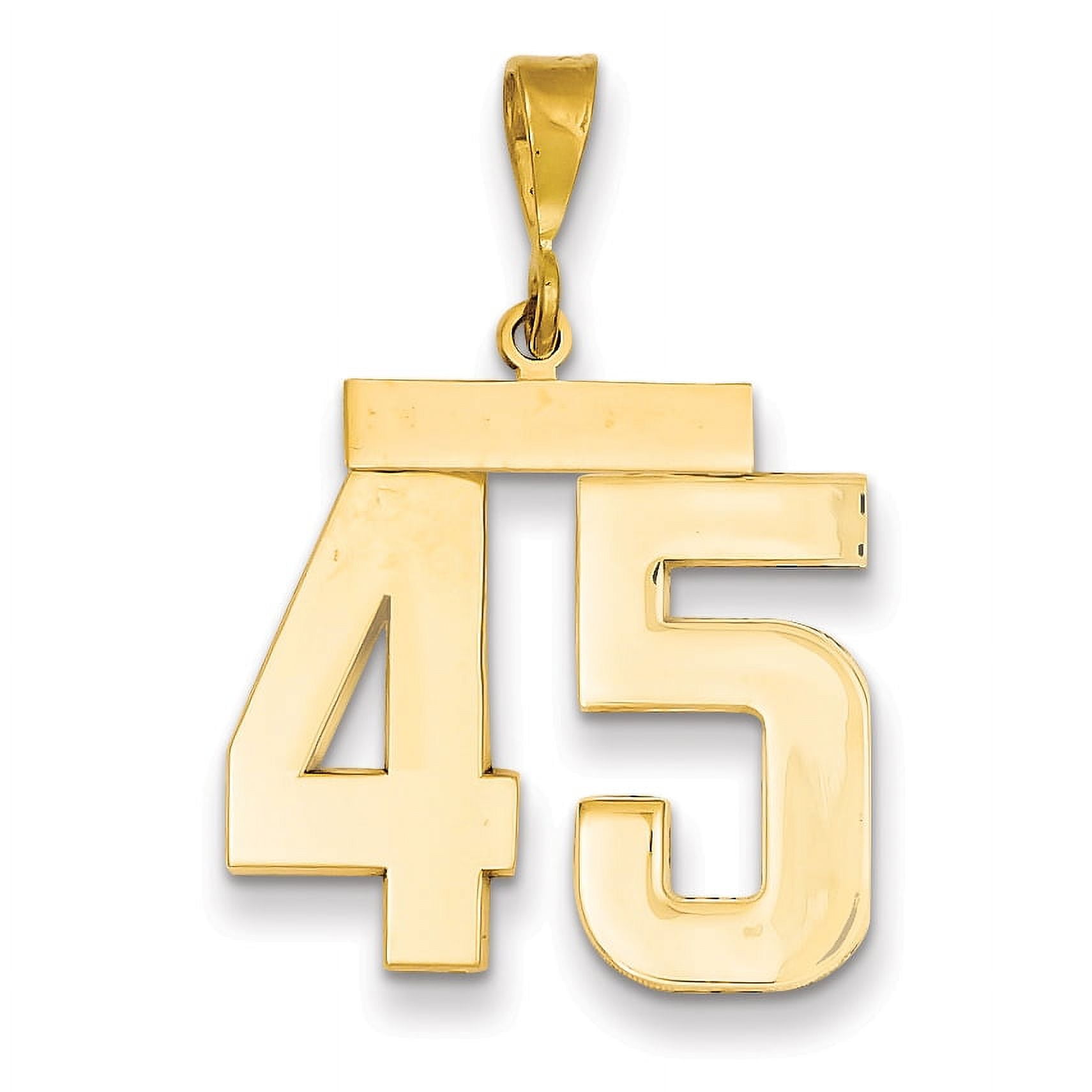14k Yellow Gold Polished Finish Large Size Number 45 Charm Pendant ...