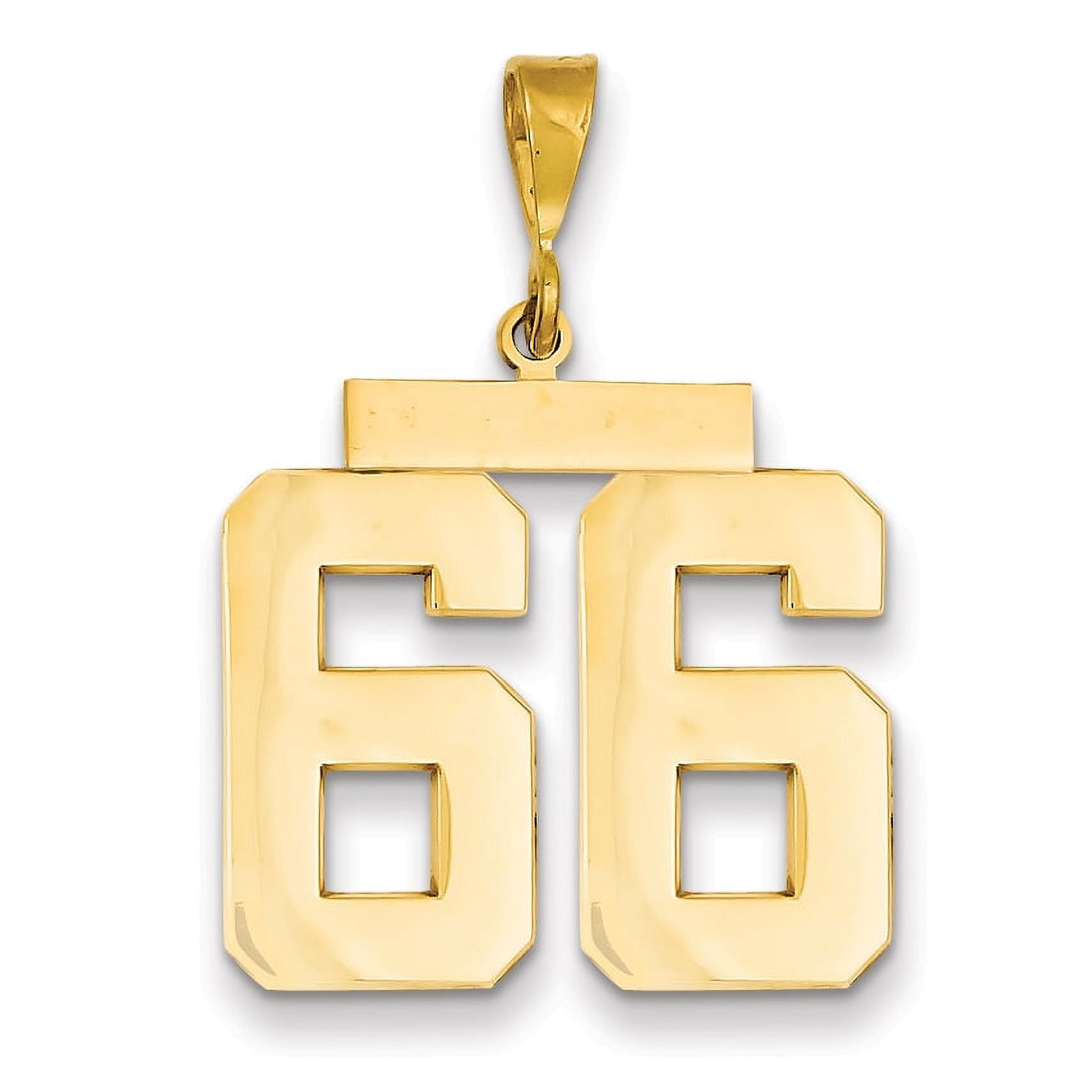 14k Yellow Gold Polished Finish Large Size Number 66 Charm Pendant ...