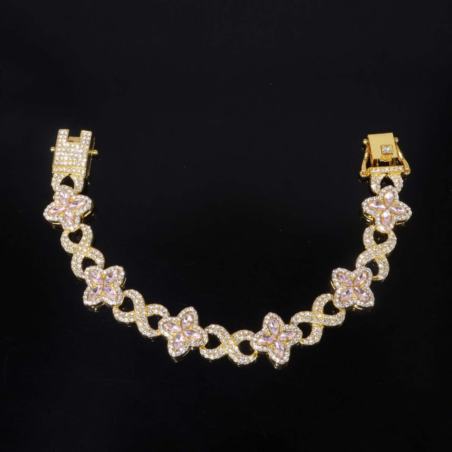 14k Layered rael Gold Plated clover bracelet icedout hip hop - Walmart.com