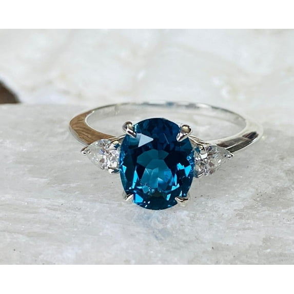 14k London Blue Topaz Ring, Oval Cut London Blue Topaz Ring, London ...