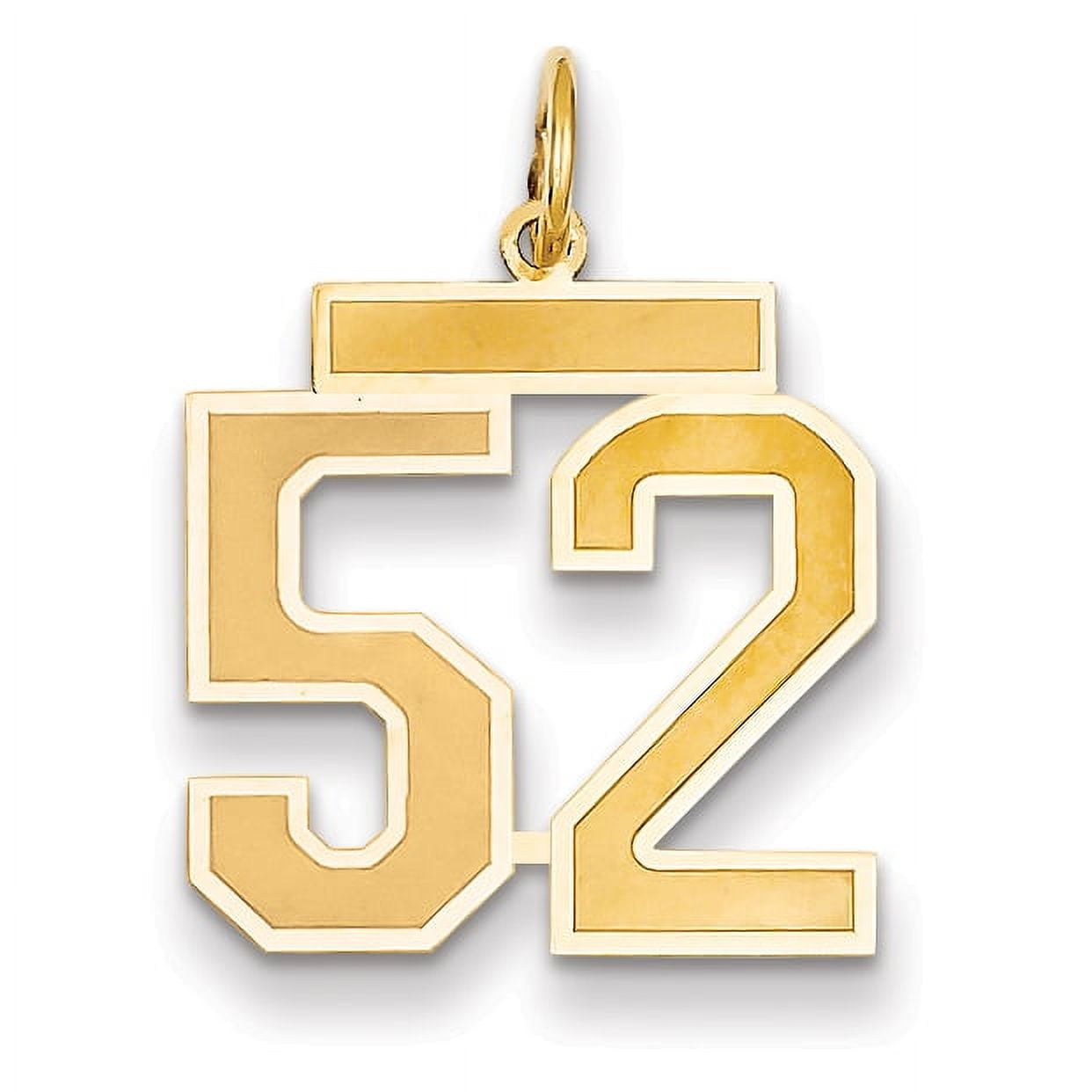 14k Yellow Gold Satin Brush Finish Medium Size Number 52 Charm Pendant ...