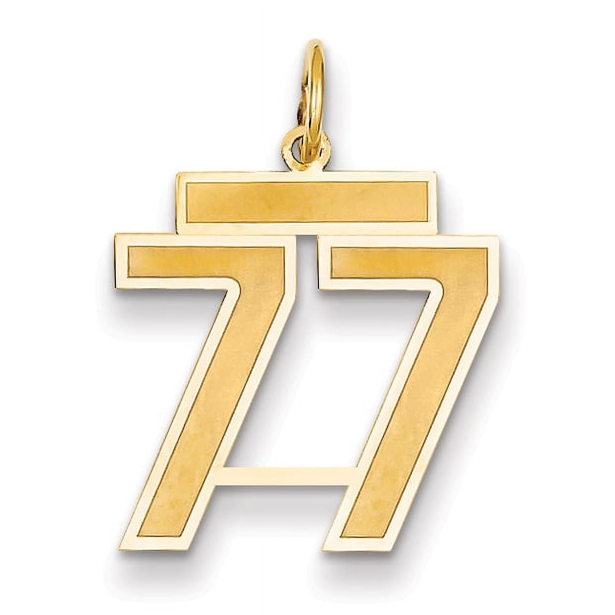 14k Yellow Gold Satin Brush Finish Medium Size Number 77 Charm Pendant ...