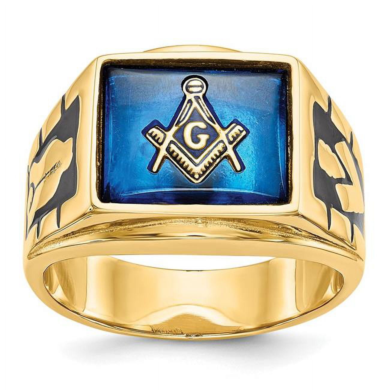 14k Men's Polished and Textured with Black Enamel and Imitation Blue ...